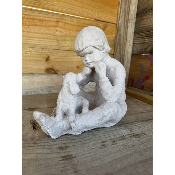 Art | 1983 Austin Sculpture Boy Looking At Dog Bright Eyes By Dee ...